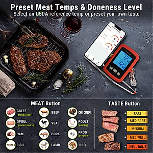 Digital Meat Thermometer, Wireless Bluetooth and Instant Read BBQ Thermometer, for Oven, Kitchen Cooking, Grilling, Candy Making, Gifts.