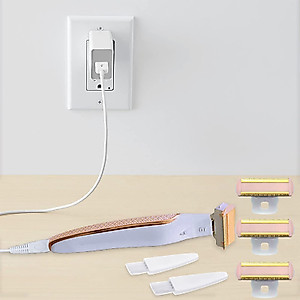 3PCS LinMei Razor Replacement Heads Compatible for Finishing Touch Flawless Body Rechargeable Ladies Shaver and Trimmer with USB Charger, 2 Cleaning Brush