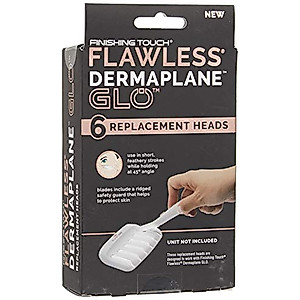 Finishing Touch Flawless Dermaplane Glo Facial Exfoliator Replacement Heads Only, Dermaplane Tool Not Included, White, 6 Count (Packaging may vary)