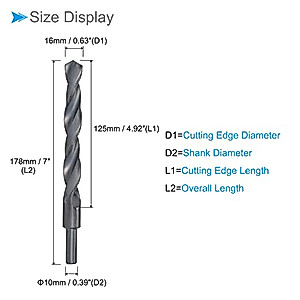 CoCud Reduced Shank Twist Drill Bits, 16mm Cutting Edge, Nitride Coated High Speed Steel 4241 - (Applications: for Stainless Steel Drilling Machine)