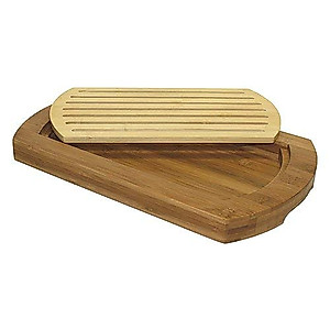 Simply Bamboo BICT Multi-Purpose Two-Tone Bamboo Bread Crumb Cutting Board/Serving Tray for Kitchen - 16" x 10" x 1.25"