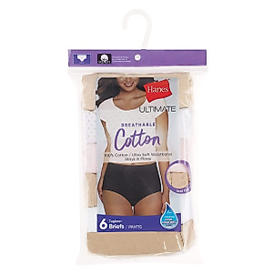 Hanes Womens High-waisted Panties Pack, Lightweight Moisture-wicking Underwear, Briefs, White, 6-pack, 5 US