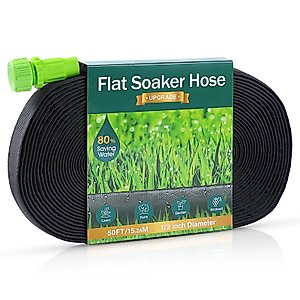 Soaker Hose 50ft for Garden Beds, Drip Irrigation Hose Saves 80% Water, Leak Proof Sprinkler Hose For Garden, Lawn, Flower Bed, Vegetable Field (50FT)