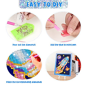 ForPeak Diamond Art for Kids, Arts and Crafts for Kids Ages 8-12, Mosaic Full Drill Gem Art Paint by Numbers, Animal 5D Diamond Painting Kits for Kids DIY for Kids Gift 6" X 6" 4 Pieces (Space)