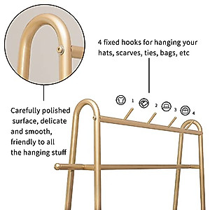 Cre Cra Gold Clothing Rack Freestanding Industrial Garment Rack with Double Shelves Heavy Duty Metal Modern Clothes Rack Stand Multi-functional Coat Hanger Rack Stand for Boutiques Bedroom