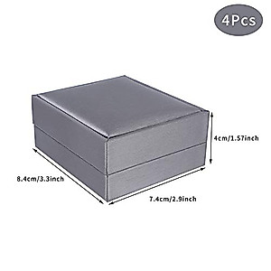 sdoot Necklace Pendant Box, 4 Pack PU Leather Jewelry Box, Grey Gift Boxes, Earring Storage Case for Proposal, Engagement, Wedding