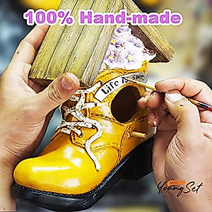 Hanging Yellow Shoe Bird House for Outside, Unique Birdhouses Outdoor for Home Garden Decor, Resin Handicrafts, Easy to Install and Clean, Great Birdhouse Gift, SAME YOUNG SET