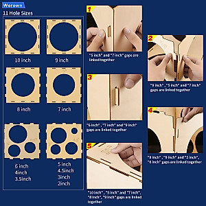 Worown 11 Holes Collapsible Wood Balloon Sizer Box Cube, Balloon Size Measurement Tool for Balloon Decorations, Balloon Arches, Balloon Columns (2-10 Inch)