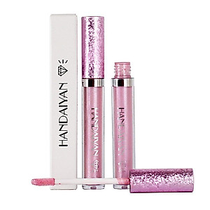 Piegricdiat Metallic Diamond Liquid Glitter Shimmer Lipstick Nonstick Cup Makeup Lip Gloss (A)