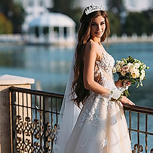 AOPRIE Corsage and Boutonniere Set Artemis Comb Tiara and Crown for Women Bride Flower Wristlet Band Bracelet of Wedding Accessories Man Suit Decorations Favor Gift