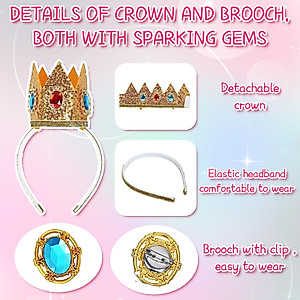 Anogol Hair Cap+ (8 Pcs Set) Princess Wig For Women Golden Long Wavy Wig Peach Cosplay Wig Anime Synthetic Wig For Halloween Party Costume Wig (1 Crown+ 1 Wand+ 2 Earrings+ 2 Gloves+ 1 Brooch)