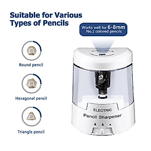 Zankocat Electric Pencil Sharpener, Battery (Not Included) USB Powered Small Portable for NO.2 and Colored Pencils, Automatic and Durable for Classroom, Home, Office, 3 Different Sharpness Options (White)