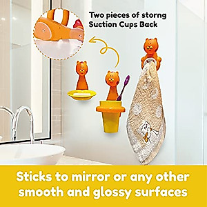 ABOVEB Kids Bathroom Accessories - Kids Bathroom Set - Kids Toothbrush Holder Set - Dish Soap Kids - Cotton Kids Towel, Orange