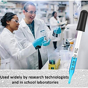 Pack of 4 Graduated 1ml, Glass Dropper with Black Suction Bulb, Medicine Eye Droppers 3" Straight Tip Calibrated for Essential Oils, Science Laboratory Medicine Art Liquid Plant Nutrients