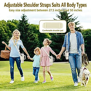 UQM Water Bottle Carrier Bag for Stanley 40 Oz Tumbler with Handle, Water Bottle Holder with Adjustable Shoulder Strap, Stanley Cup Accessories for Hiking Travelling Camping (Cream)