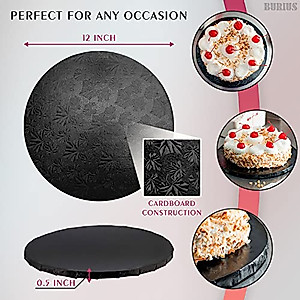 Black Round Tray 12 Inch Cardboard Circles Black Cake Board Cake Drum Wrap Covering Display Board Round Cardboard Cake Rounds - BURIUS