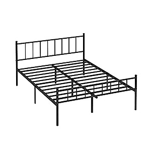 HLIPHA Queen Size Metal Platform Bed Frame with Heavy Duty Steel Slat Support,14" Height Easy Assembly Mattress Foundation,No Box Spring Needed,Black