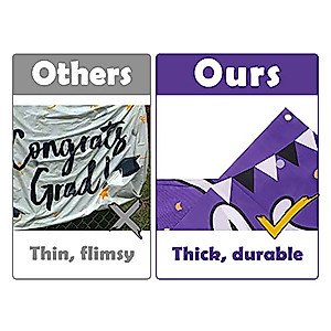 Bunny Chorus Graduation Decorations 2023 Party Backdrop Banner, Extra Large 71" x 40" Purple Black Photo Booth Props Decorations, Congrats Grad Home for Outdoor Indoor Supplies