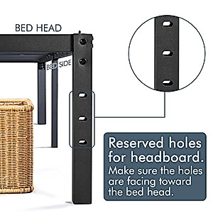 Yaheetech 18 inch Metal Platform Bed Frame Twin XL with Steel Slat Support and Underbed Storage Space Non-Slip Mattress Foundation No Box Spring Needed Tool-Free Assembly Black