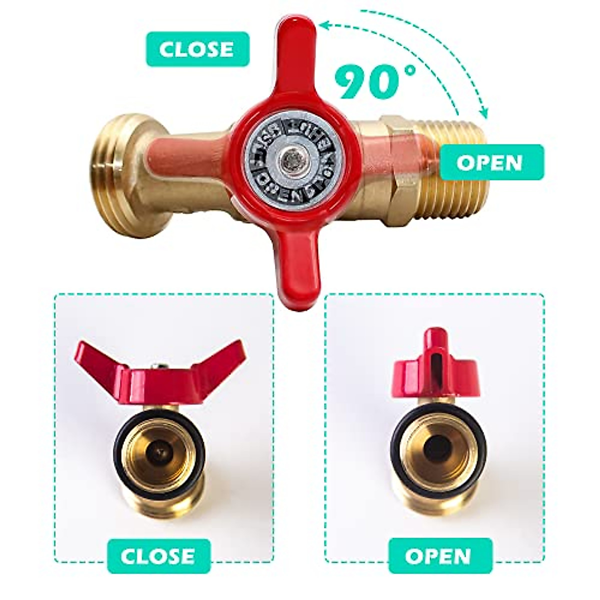 1 PCS IBC Tote Fittings Adapter, 275-330 Gallon Tank Adapter, 2" Fine Thread with 1 Brass Valve Faucet, Perfect for Garden Hose Connector Water Tank