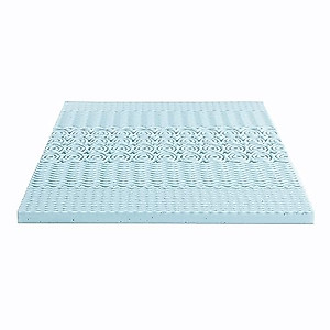 Mellow 3 Inch 5-Zone Memory Foam Mattress Topper, Cooling Gel Infusion, Queen, Blue