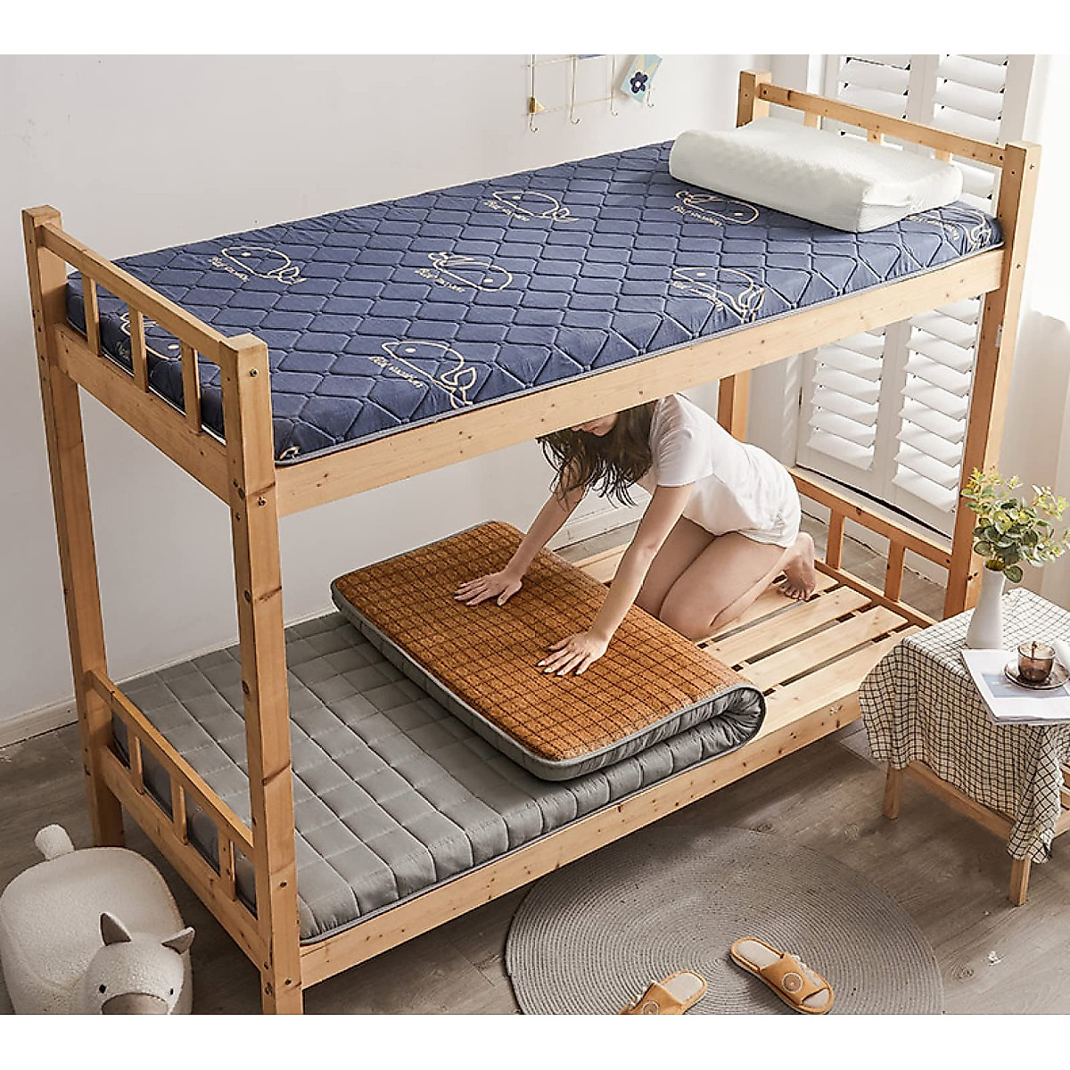 Yopeango King Size, Cool Gel Infused Memory Foam and Pocket Spring Mattress, Bed in a Box,Blue A-60X120cm