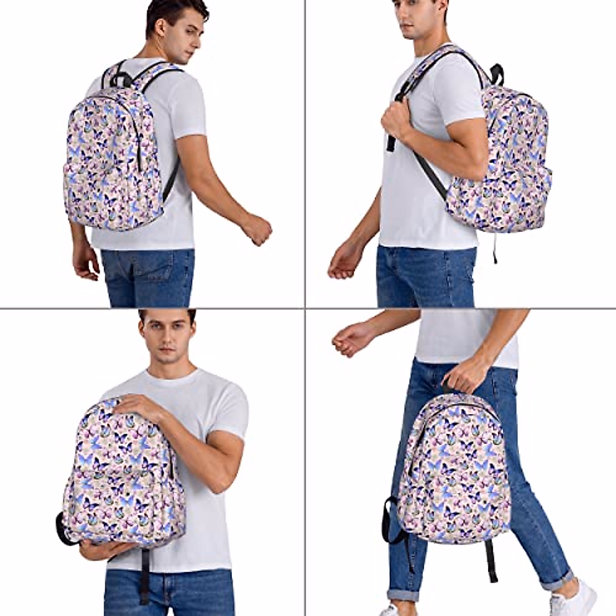 Nmbvcxz Butterfly Backpack for Women 17 inch Travel Casual Laptop Backpack Lightweight Waterproof Durable Hiking Daypack