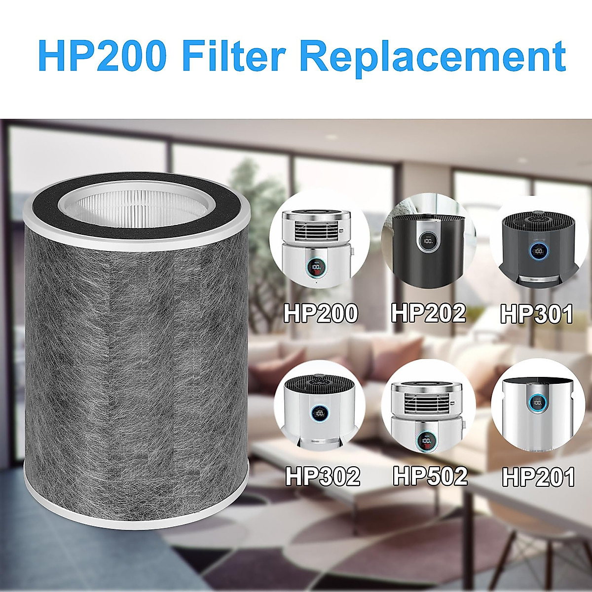 1PACK HP202 Filter Replacement Compatible with shark HP201,HP202,HP301,HP302,HC501,HC502 Air Purifier Filter,HC501 Replacement Filter Parts coding Part HE2FKBASMB, HE2FKBAS, HE2FKPET, HE2FKPRO(1PACK)