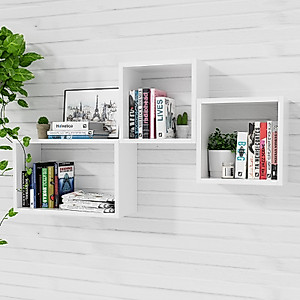 Kaboon Wall Mount Shelf Set of 3, Floating Cube Shelves for Space Discovery Home and Commercial Use, Large Size Shelves Set, White