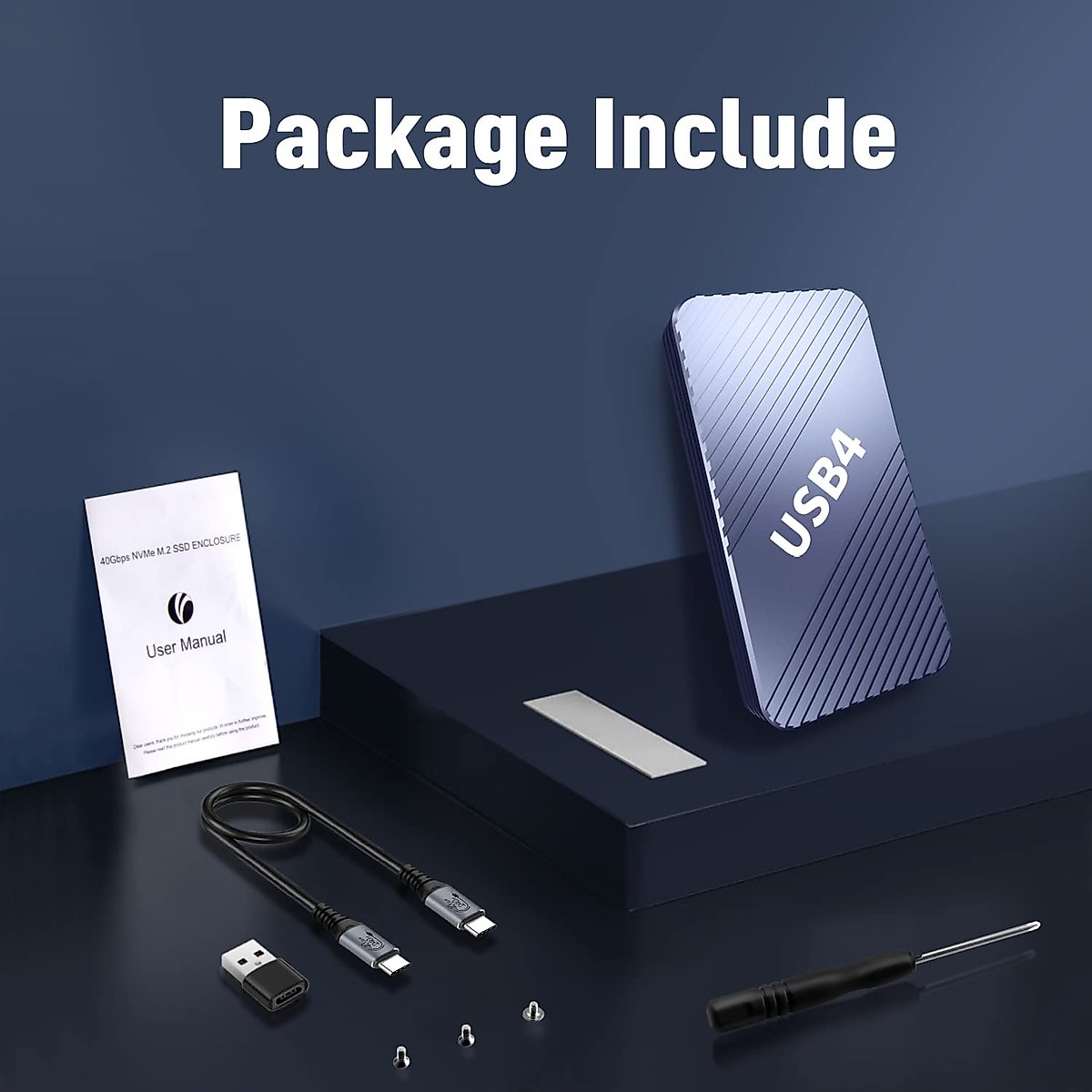40Gbps NVMe Enclosure,V VCOM M.2 NVMe SSD Enclosure, Aluminum Alloy External NVMe Enclosure Support Size 2280 M&B+M-Key,Compatible with Thunderbolt 3/4,USB4/3.2/3.1/3.0/2.0