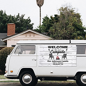 KafePross Welcome to Our Campsite Flag 3x5 FT Outdoor Indoor Making Memory Enjoy Your RV Travel Custom Family Last Name for Room College Dorm Bedroom Wall Tapestry Decor