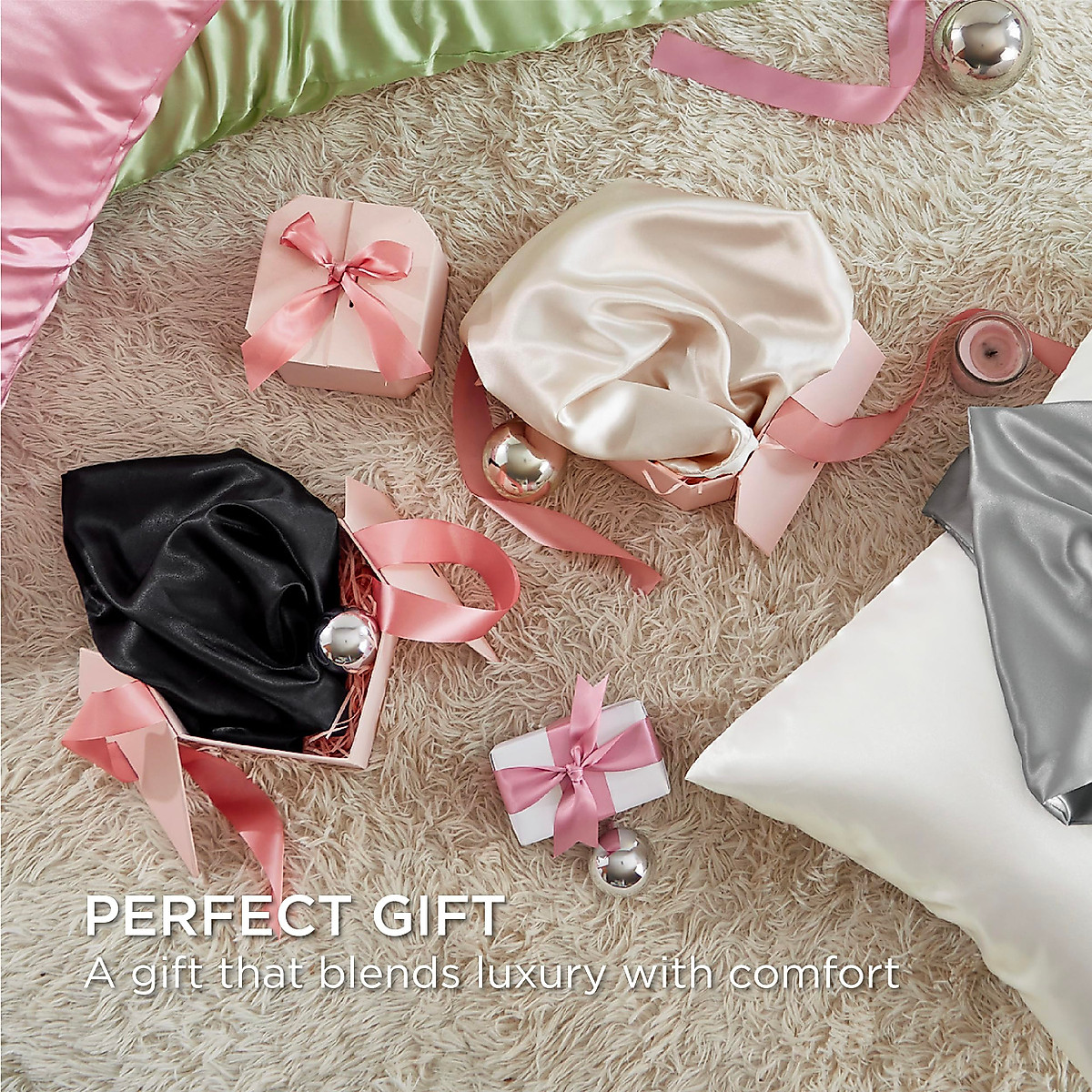 Bedsure Satin Pillowcase for Hair and Skin - Grey Zipper King Size Pillow Cases Set of 2, Similar to Silk Pillow Cases, Silky & Soft, Gifts for Women Men, 20x36 Inches