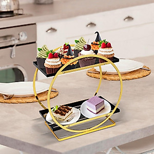 Hugnew Perfume Organizer for Dresser, 2 Tier Makeup Organizer for Vanity, Bathroom Counter Organizer, Cosmetic Display Storage Gifts for Women (Black Gold)