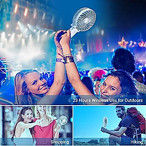 EasyAcc Mini Handheld Fan, USB Desk Fan Rechargeable Battery Operated Fan 5-23 Hours 3 Speeds Foldable Strong Wind Personal Powerful Cooling Fan Portable for Travel Camping Office Home