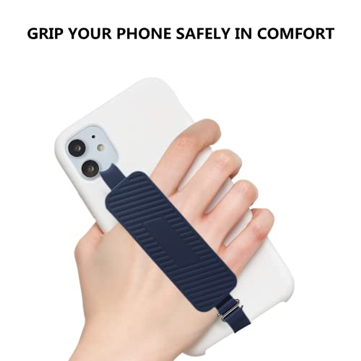 Ankersaila Silicone Cell Phone Finger Strap Grip Holder Elastic Loop, Phone Grip Strap for Back of Phone for Wrist Strap Lanyard for Most Phone Case (Black, 210mm)