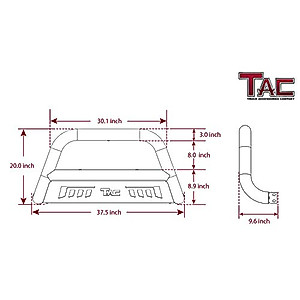 TAC Bull Bar Fits 2019-2023 Ford Ranger Truck Pickup 3” Texture Black Front Bumper Grille Guard Brush Guard Off Road Accessories