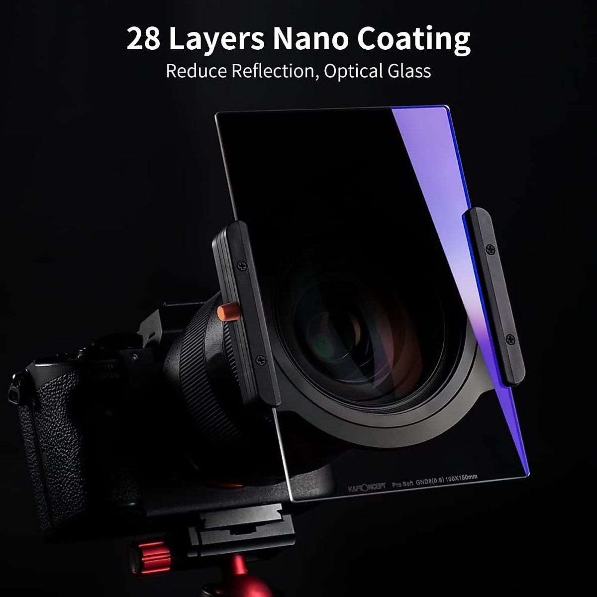 K&F Concept Soft GND8 (3 stops) + Metal Filter Holder + 8 * Adapter Ring Square Filter Kit, 100x150mm Soft Graduated Neutral Density Filter Set for Camera Lens