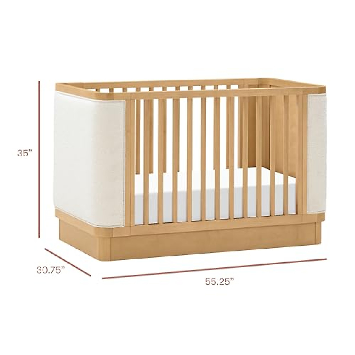 Babyletto Bondi Boucle 4-in-1 Convertible Crib with Toddler Bed Conversion Kit in Honey with Ivory Boucle, Greenguard Gold Certified