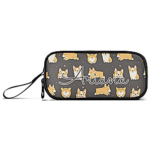 J JOYSAY Custom Corgi Cute Dogs Pencil Case Large Big Capacity Personalized Pencil Bag for Girls Boys Customized Pouch Bag Pen Boxes Stationery Pouch Zipper for Teens Adults Student