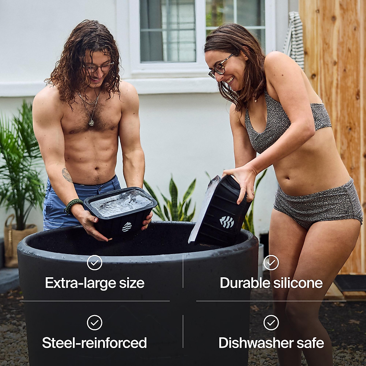 Ice Barrel Ice Block Mold (1 Mold) for Extra Large Ice Blocks (7 lbs) - Large Ice Cubes for Freezer - Silicone Ice Mold with reinforced Steel