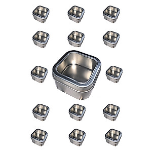 Shirin Packaging Metal Tin Containers for Mint Storage Metal Tins With Lids Tin Boxes Small Metal Box Lid 15/1, storage container square 2.6" x 2.6" x 1.6" Bead Organiser, Treasure Box Silver