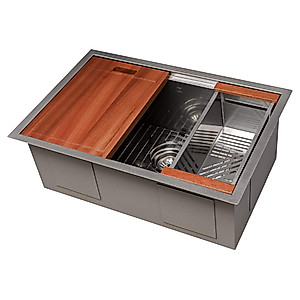 ZLINE 27" Garmisch Undermount Single Bowl Scratch Resistant Stainless Steel Kitchen Sink with Bottom Grid and Accessories (SLS-27S)