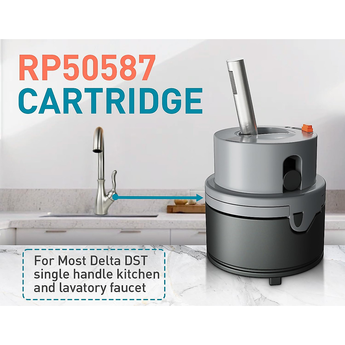 RP50587 Single Handle Compatible with Delta Repair Kit,Lavatory Kitchen Shower Faucet Valve Assembly,Works with DIAMOND Seal Technology Models Featuring a 36 mm Motion Cartridge