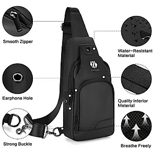 YANZHE Sling Bag, Waterproof Sling Bag for Men, Multipurpose Crossbody Bag Men for Hiking, Casual Lightweight Chest Bag for Men/Women(Matte black)