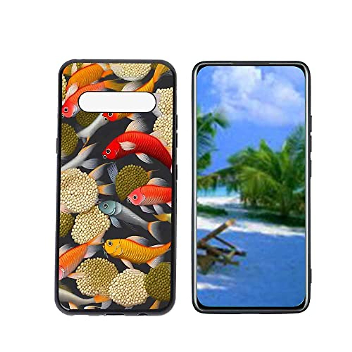 HEOLCULWO Compatible with LG V60 ThinQ 5G Phone Case, Japanese-Style-Koi-Fish-3 Case Silicone Protective for Teen Girl Boy Case for LG V60 ThinQ 5G