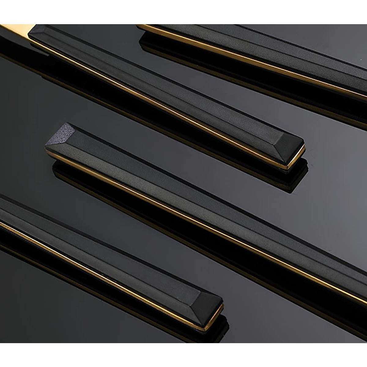 40-Piece Silverware Set with Steak Knives for 8, Food-Grade Stainless Steel Utensils Set Modern Spoons Forks Knives,Tableware Cutlery Set For Home Restaurant Hotel, Mirror Finish Black Handle