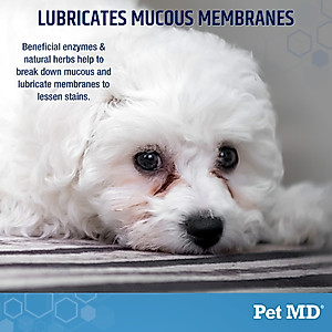 Pet MD Tear Stain Remover for Dogs & Cats - Antioxidant Eye Care Supplement with Lutein, Cranberry, & Omega 3 & 6 - Cat & Dog Tear Stain Remover Chews for White & Light Fur - 60 ct