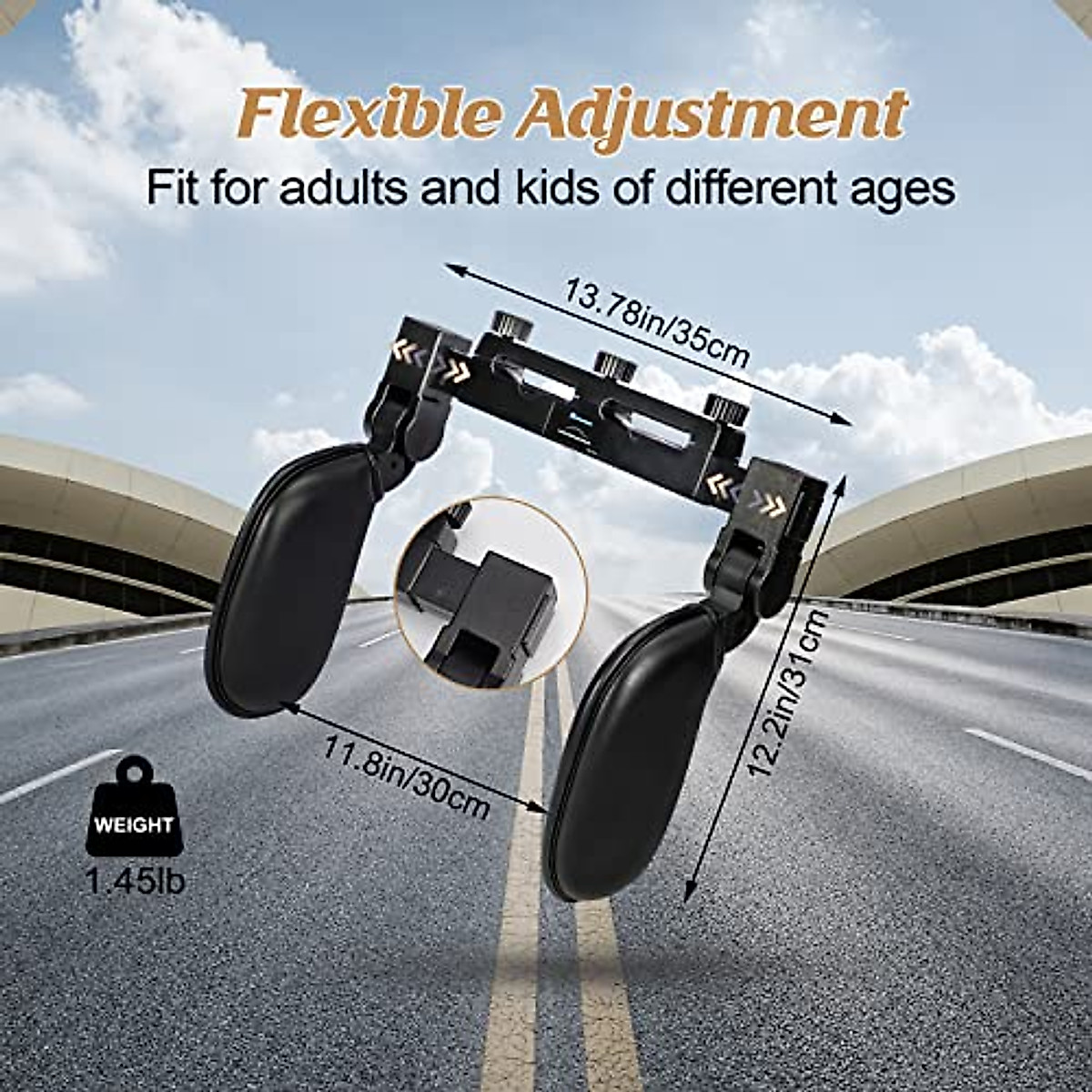 SanLead Car Headrest Pillow Detachable, U Shaped Road Pal Headrest Black Head Neck Support, 180 Degree Adjustable Car Seat Head Neck Support