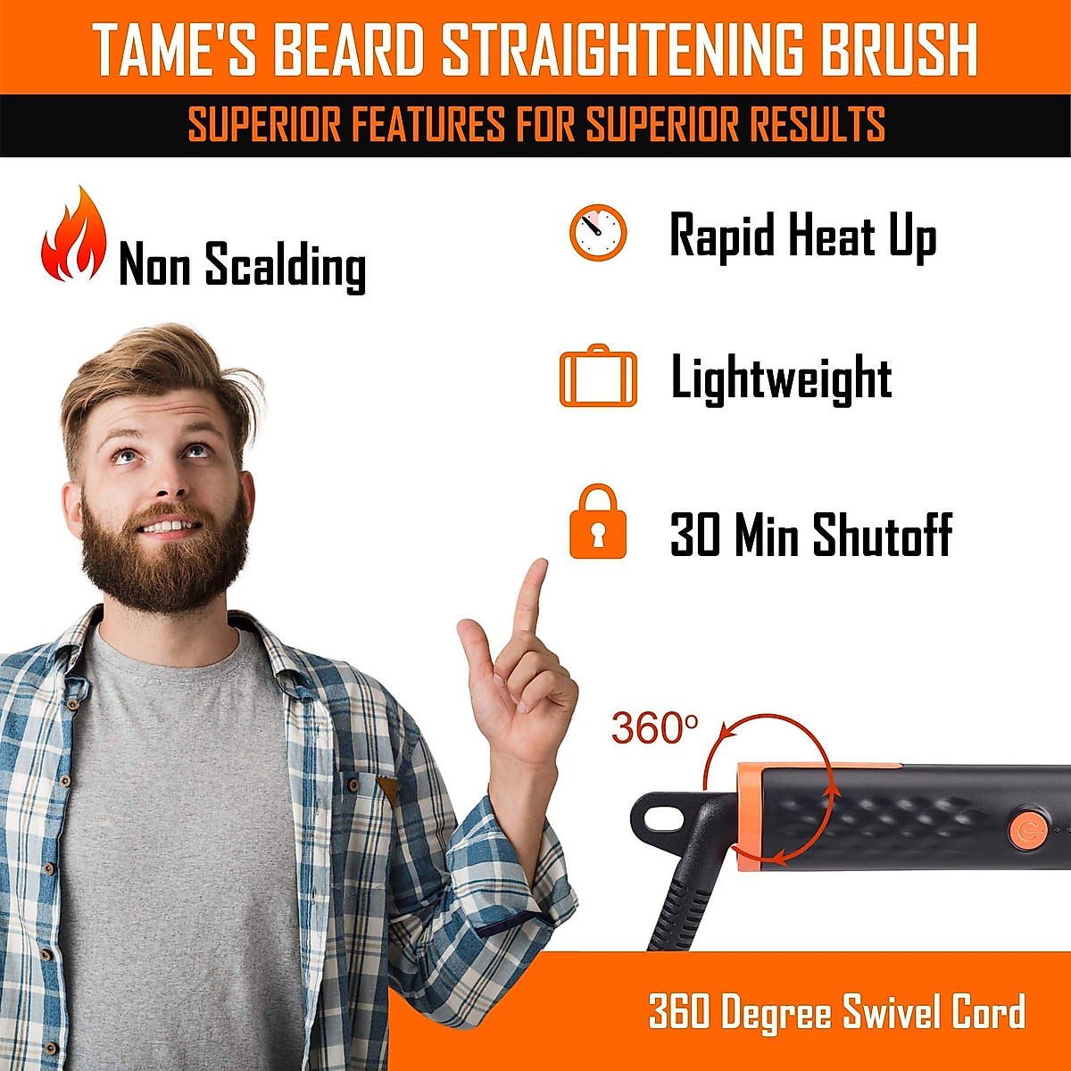 Tame's Easy Glide Beard Straightener Essential Kit and Tame's Orange Walnut Beard Soap Bundle