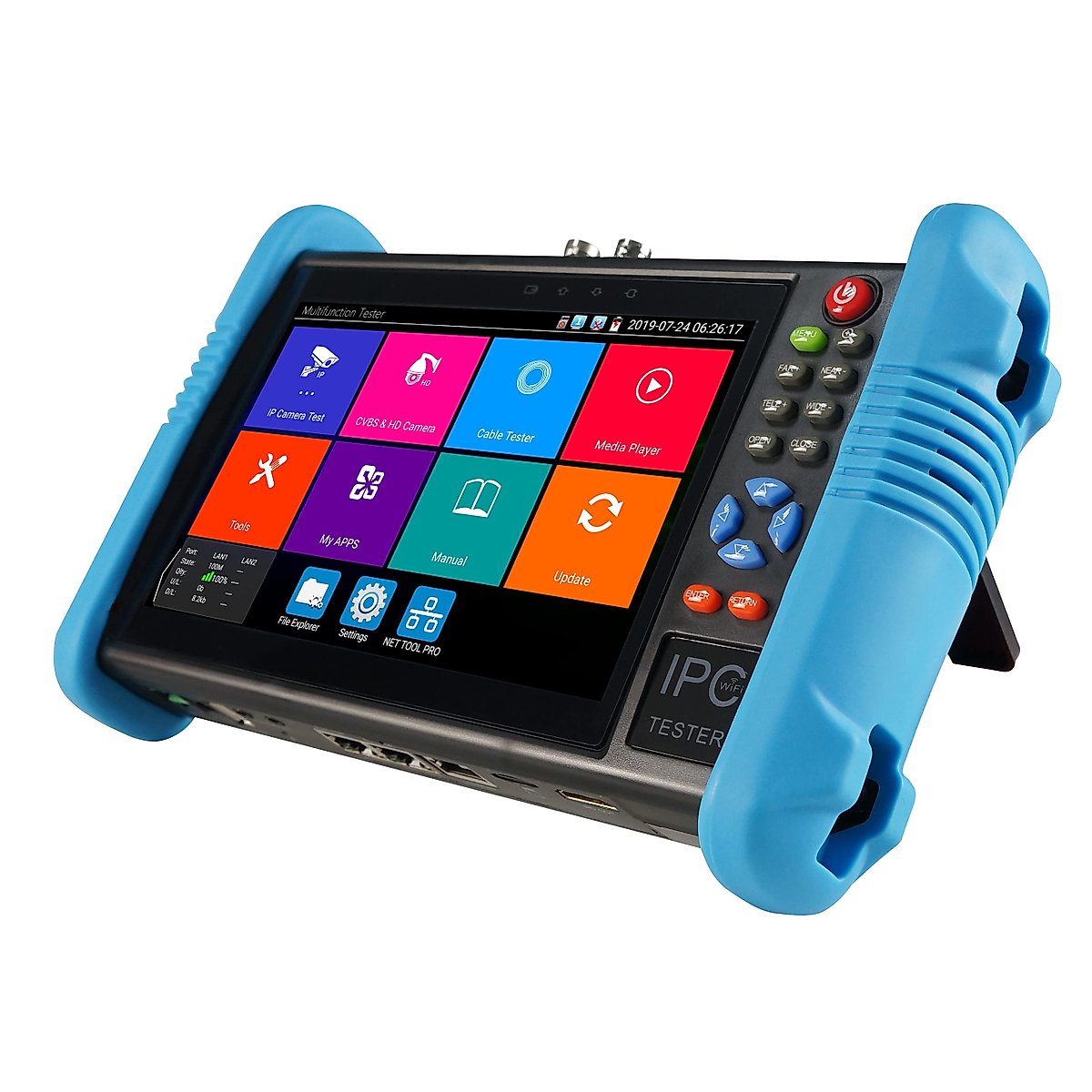 EVERSECU 7 inch IPS Touch Screen H.265 4K IP Camera Tester CCTV CVBS Analog Tester Built in WiFi with POE/WIFI/8G TF Card/HDMI Output/RJ45 TDR/Dual Window Test/Firmware CCTV Test Monitor